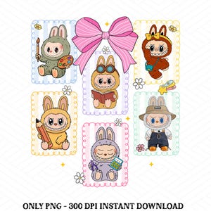 Labubu Back to School PNG, Cute Cartoon Doll Clipart for Kids, Funny ...
