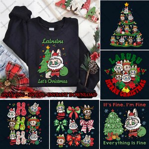 Labubu Christmas Tree Png Bundle, Merry Christmas Png, Labubu Xmas Png ...