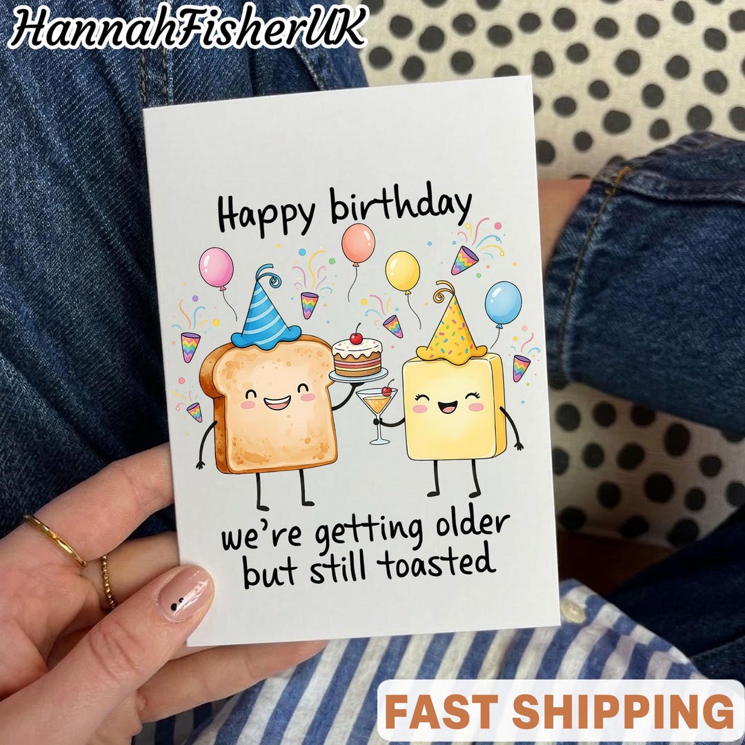 Punny Birthday Card: A Toast to Your Birthday Greeting Pun - Kawaii ...