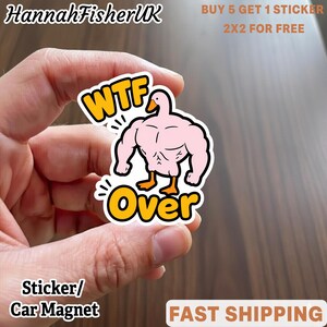 WTF Over Sticker , Funny Buff Goose Meme Decal , Sarcastic Humor Gift ...