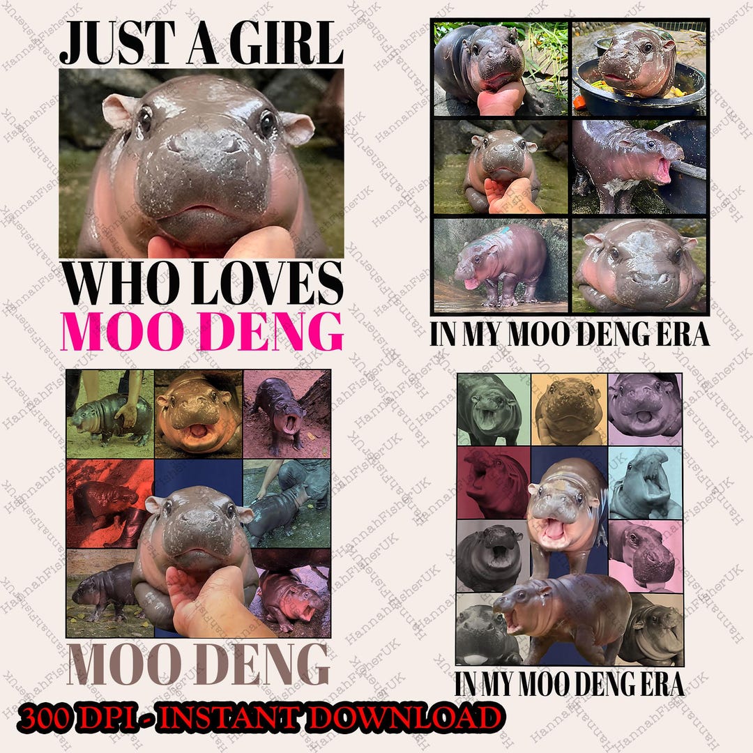 In My Moo Deng Era Png, Cute Baby Hippo Moo Deng Bouncy Pig in Thai ...