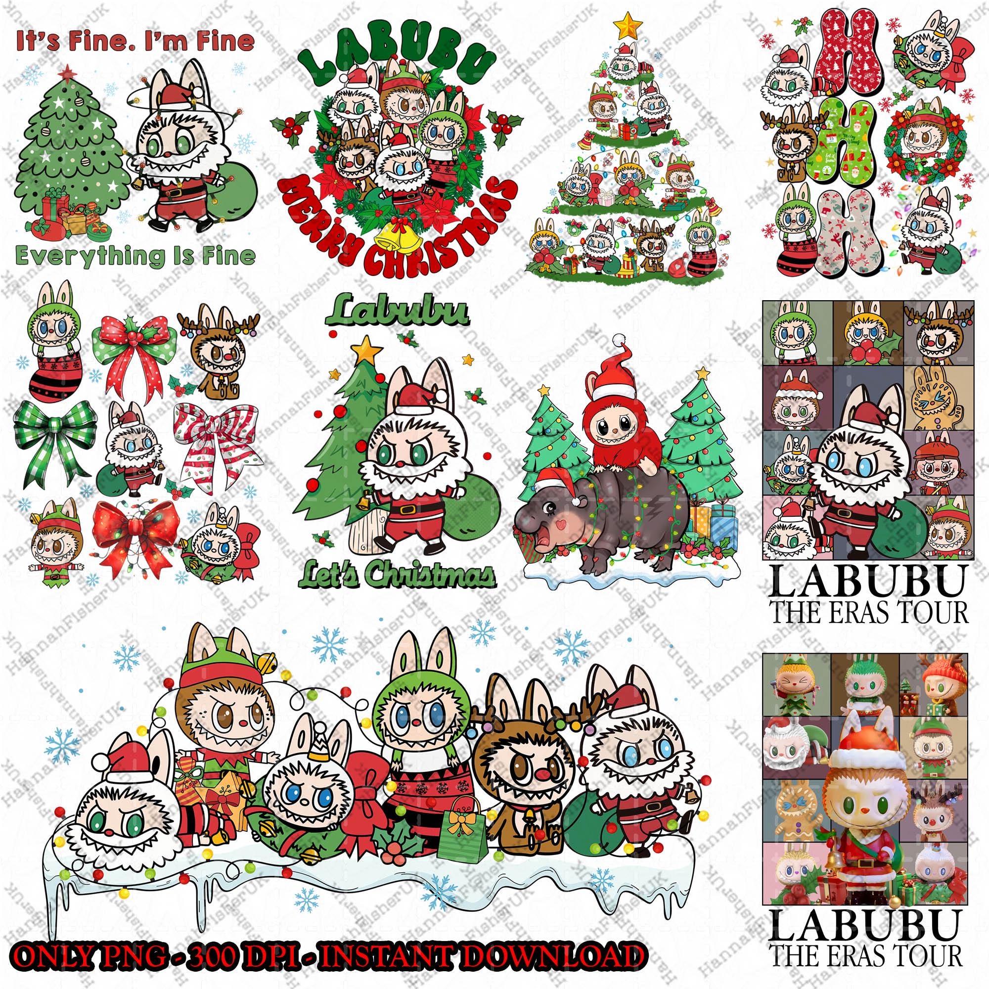 Labubu Christmas Tree Png Bundle, Merry Christmas Png, Labubu Xmas Png ...