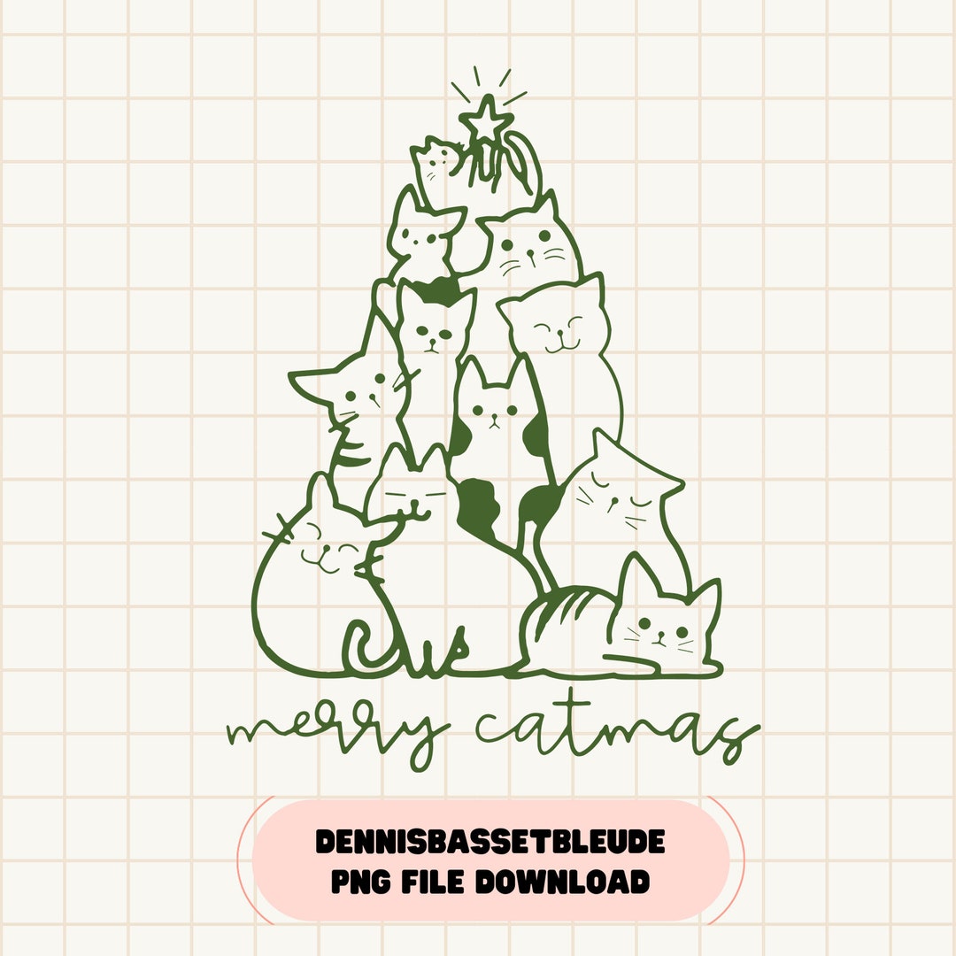 Cat Christmas Tree Png Merry Catmas Png Cute Cat Christmas - Etsy