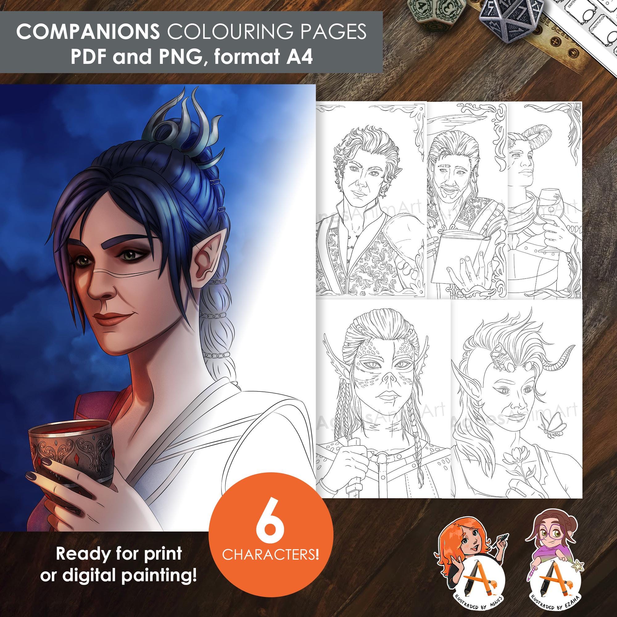 Baldur's Gate 3 Companions Coloring Book for Print | 6 Characters - Etsy