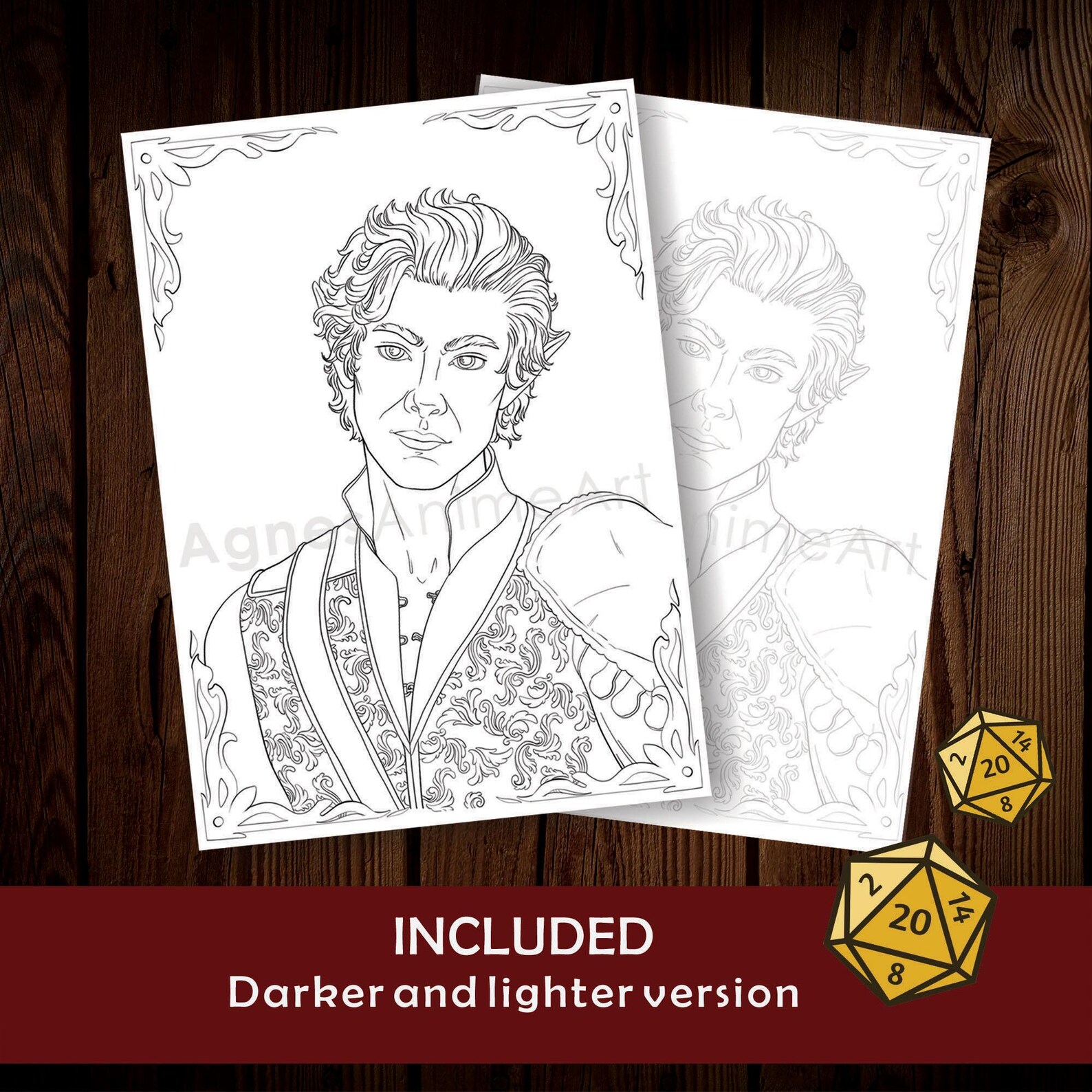 Astarion Coloring Page A4 Digital Baldurs Gate 3 | BG3 | RPG Game ...