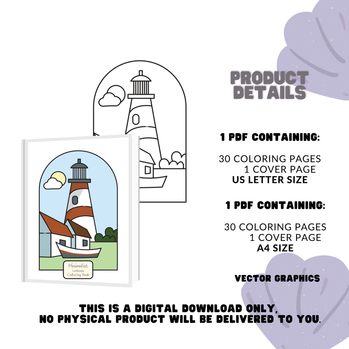 Minimalistic Landscape Coloring Pages Printable Simple Coloring Book ...