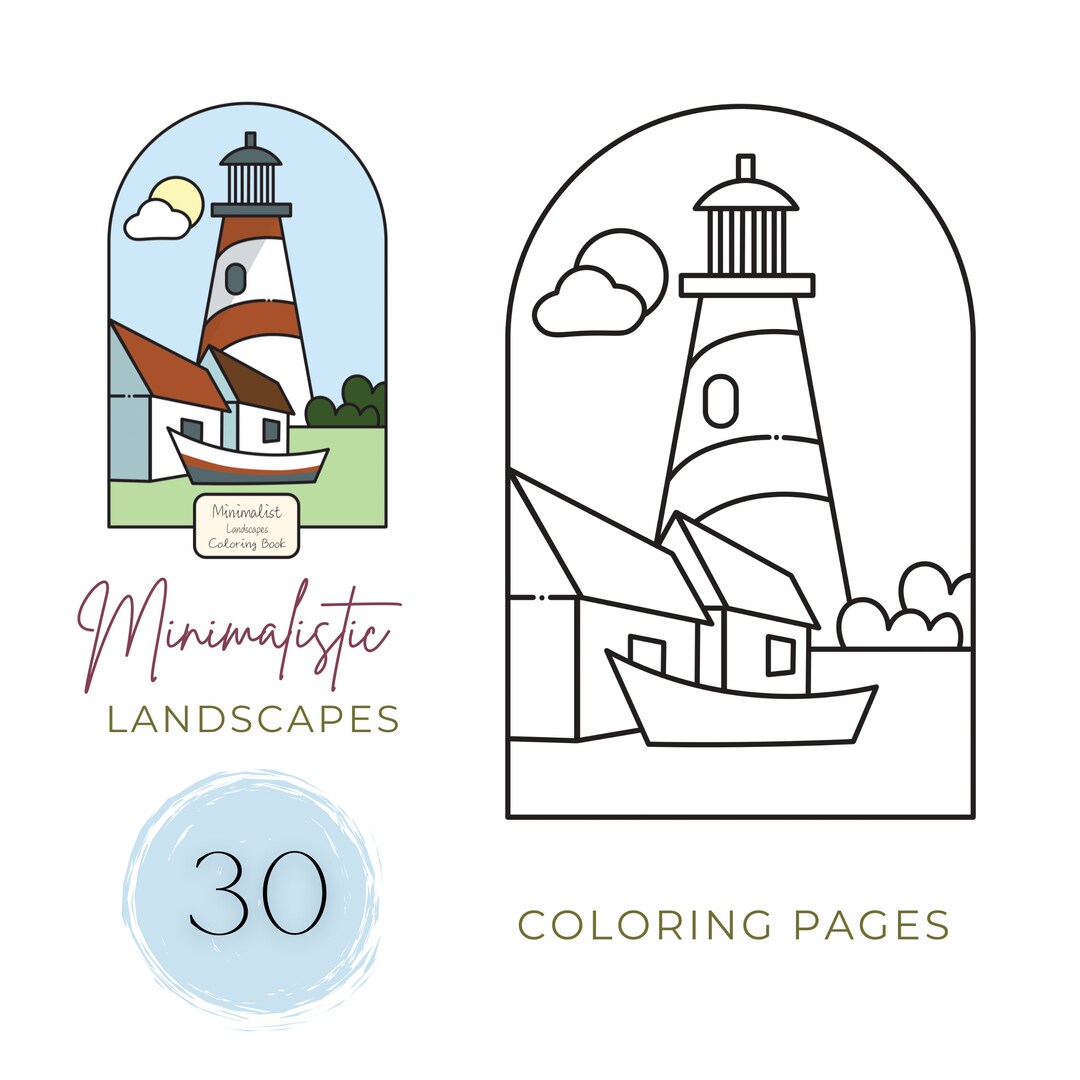 Minimalistic Landscape Coloring Pages Printable Simple Coloring Book ...