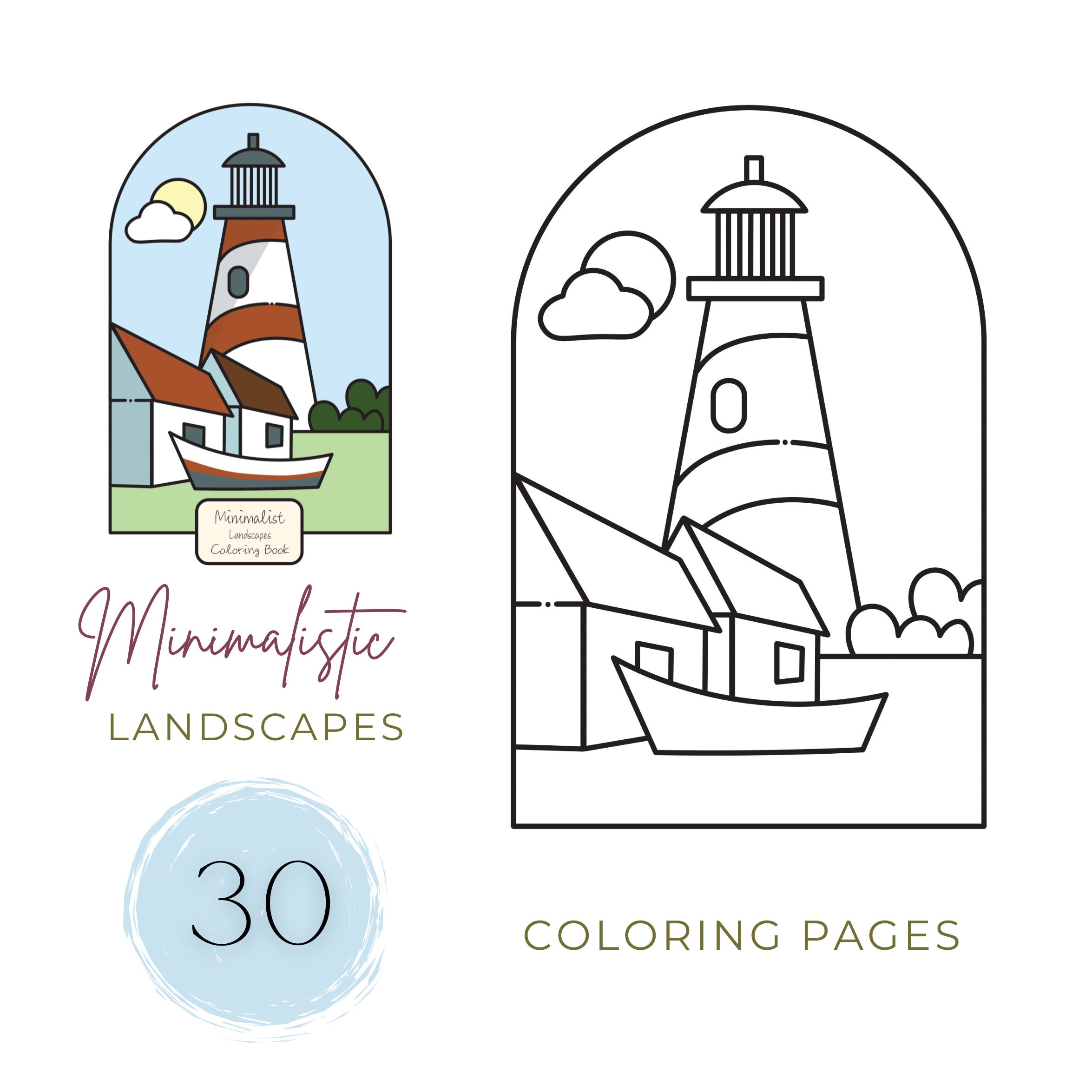 Minimalistic Landscape Coloring Pages Printable Simple Coloring Book ...