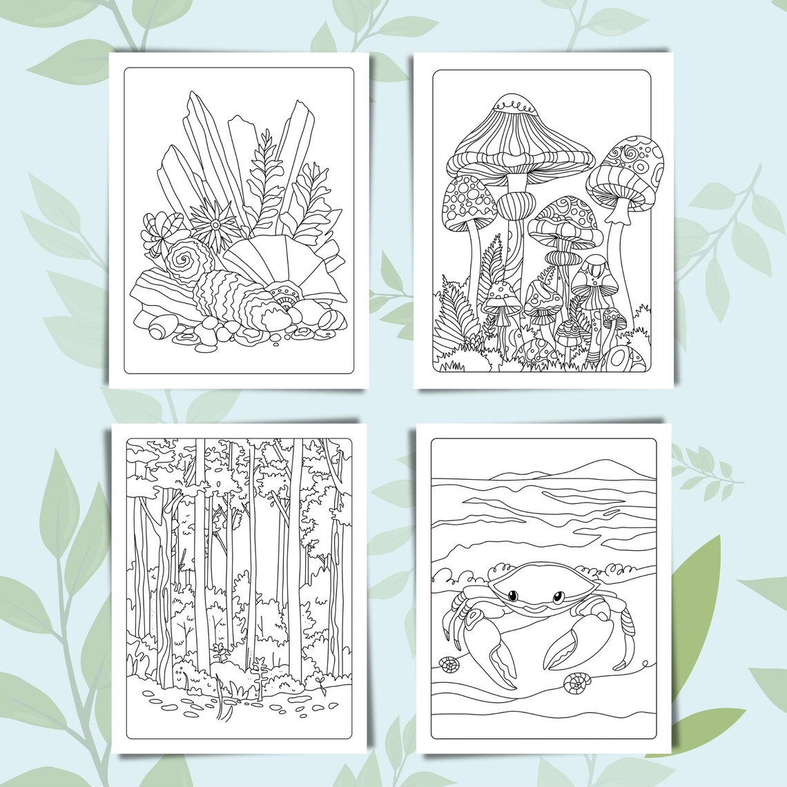 Nature Coloring Pages Printable Plants Coloring Book for Adults ...