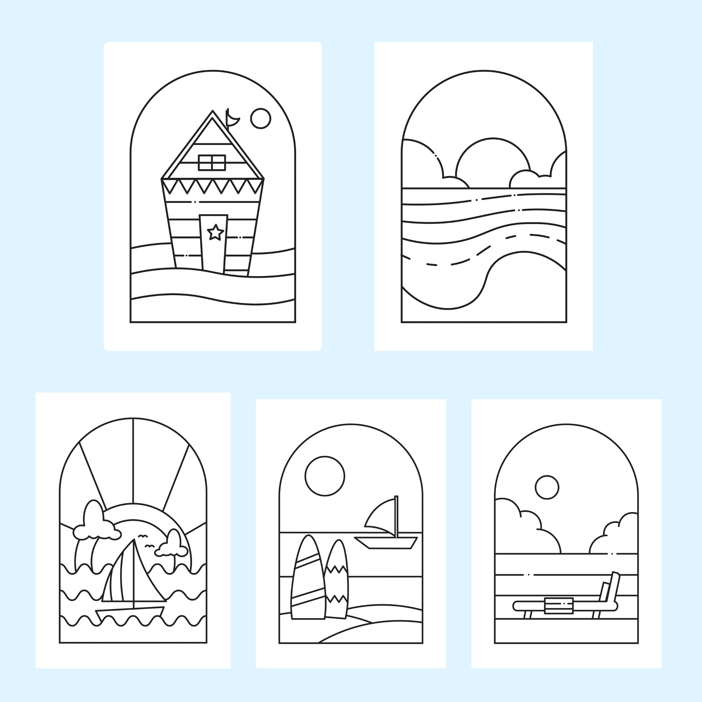 Minimalistic Landscape Coloring Pages Printable Simple Coloring Book ...
