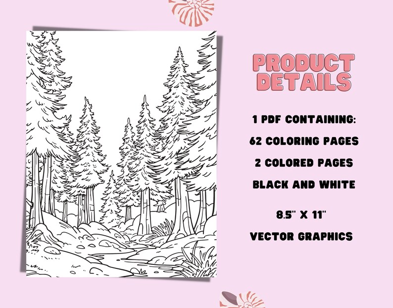 Landscape Coloring Pages Printable Nature Coloring Book for - Etsy