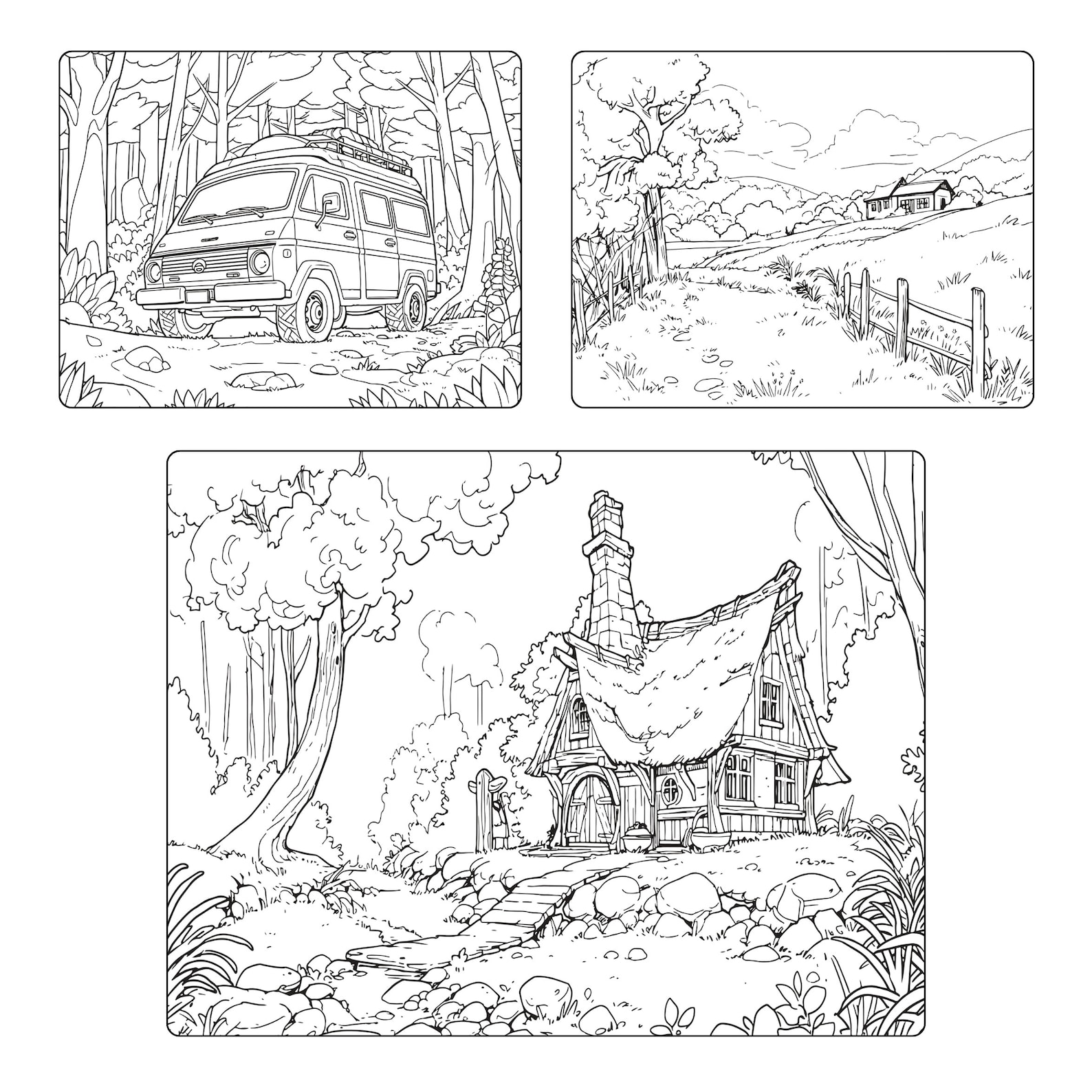 Landscape Coloring Pages Printable Nature Coloring Book for Adults ...