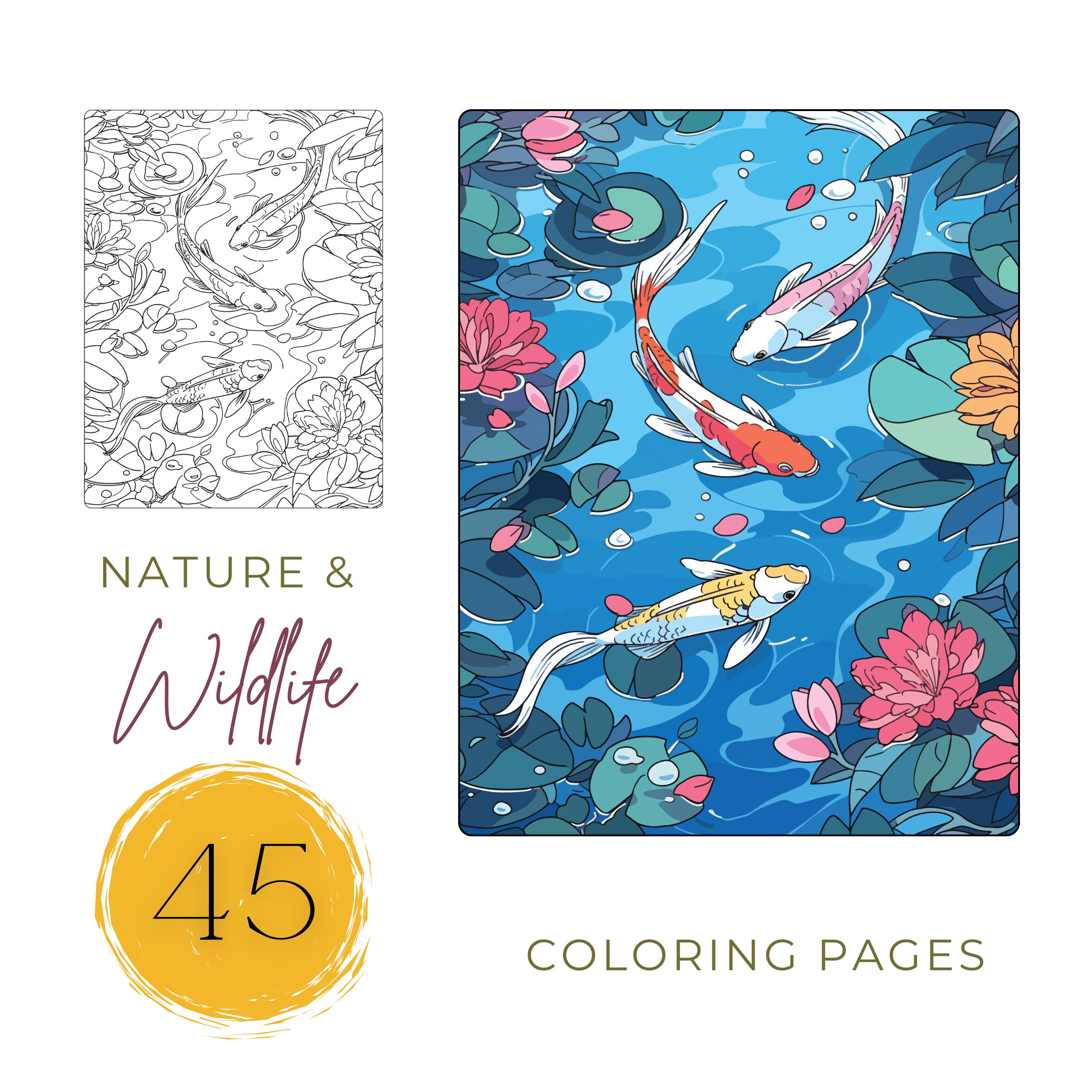 Nature and Wildlife Coloring Pages Printable Woodland Coloring Book for ...