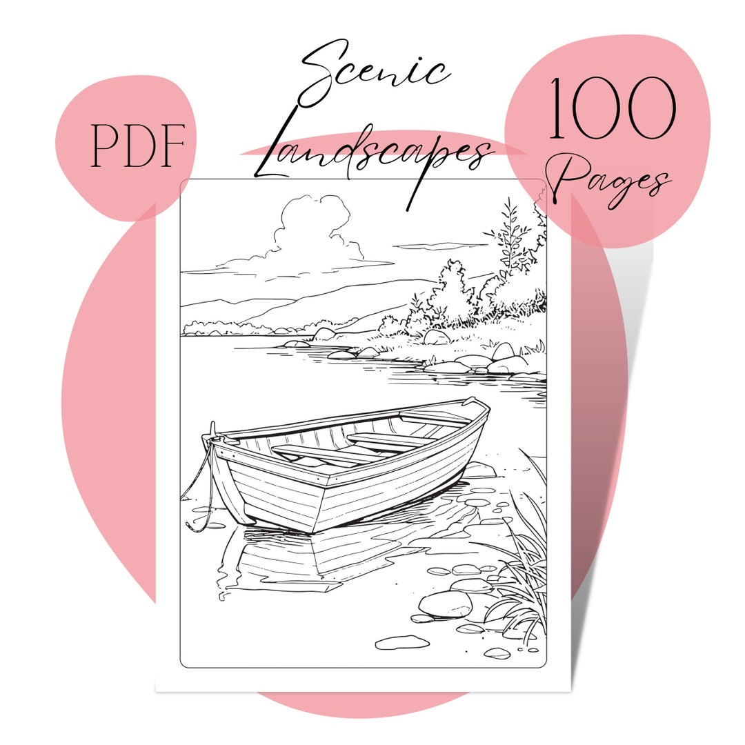 Landscape Coloring Pages for Adults Printable Nature Coloring - Etsy