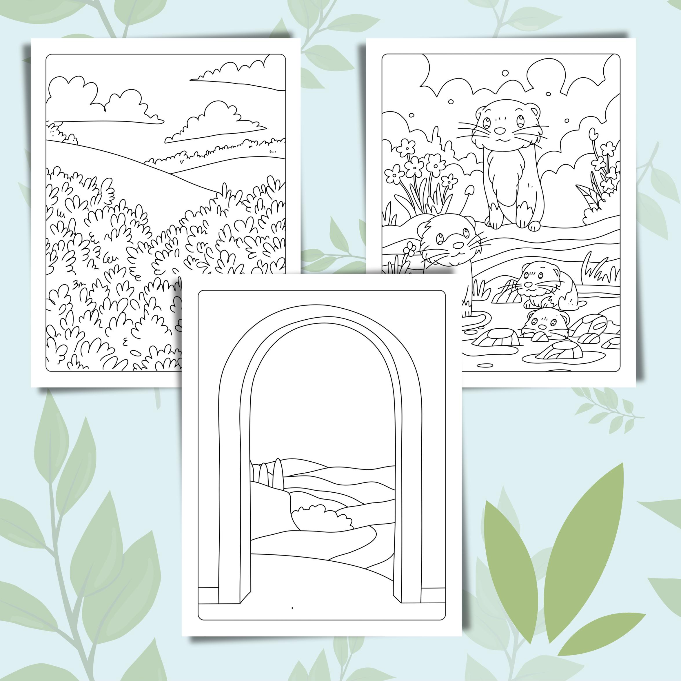 Nature Coloring Pages Printable Plants Coloring Book for Adults ...