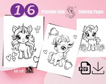 34 Cute Unicorn Coloring Pages for Kids Unicorn Coloring - Etsy