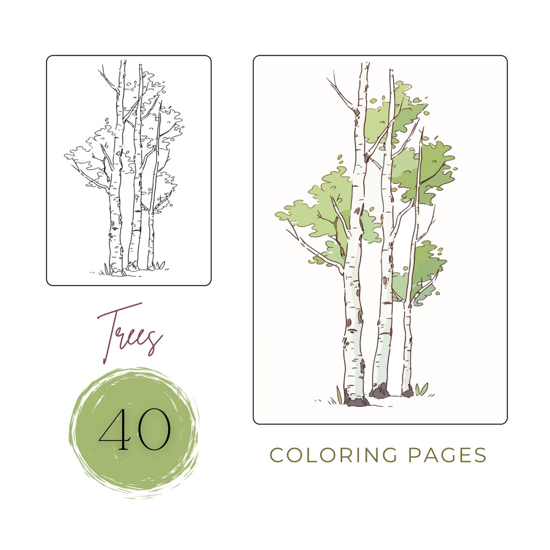 Tree Coloring Pages Printable Nature Plant Coloring Book for Adults ...