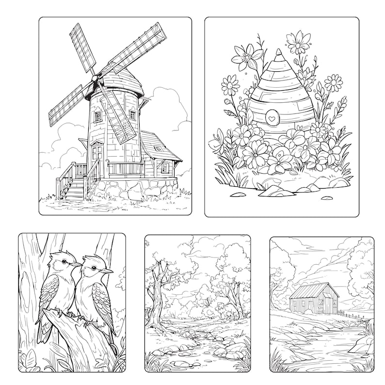 100 Landscape Coloring Pages: Nature Scenes for Adults (PDF Download ...