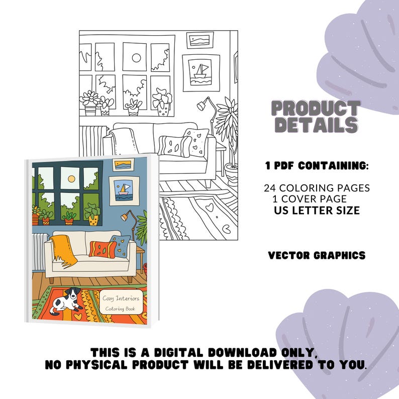 Interior Coloring Pages for Adults Printable Cozy Home Decor Coloring ...