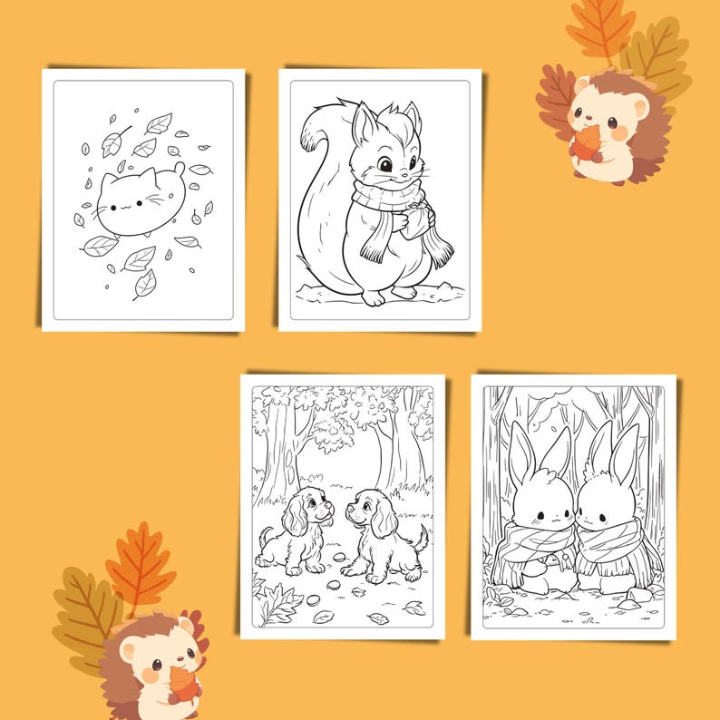 Fall Animals Coloring Pages for Adult Autumn Wildlife Coloring Sheets ...