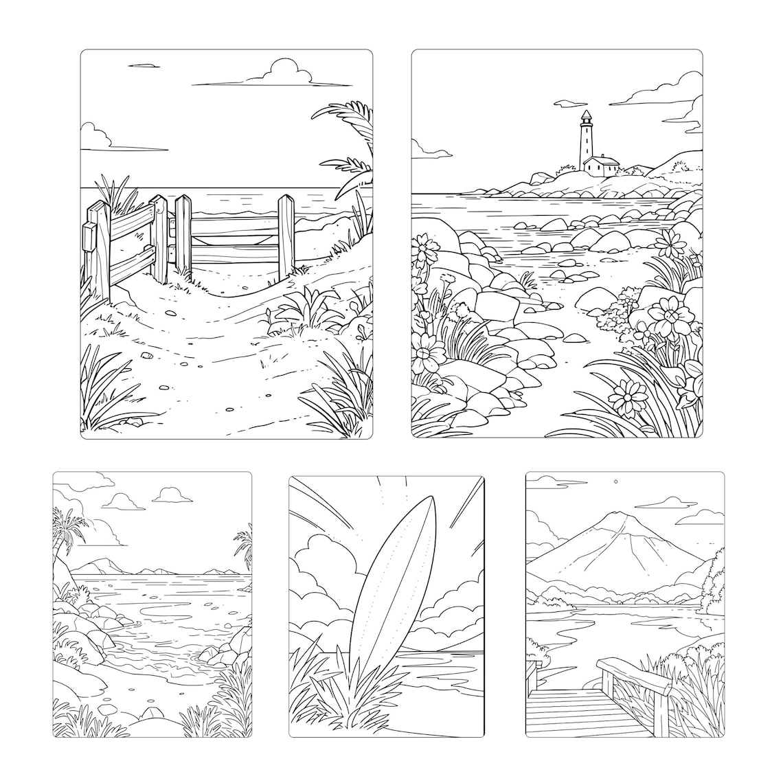Landscape Coloring Pages for Adults Printable Nature Coloring Book ...