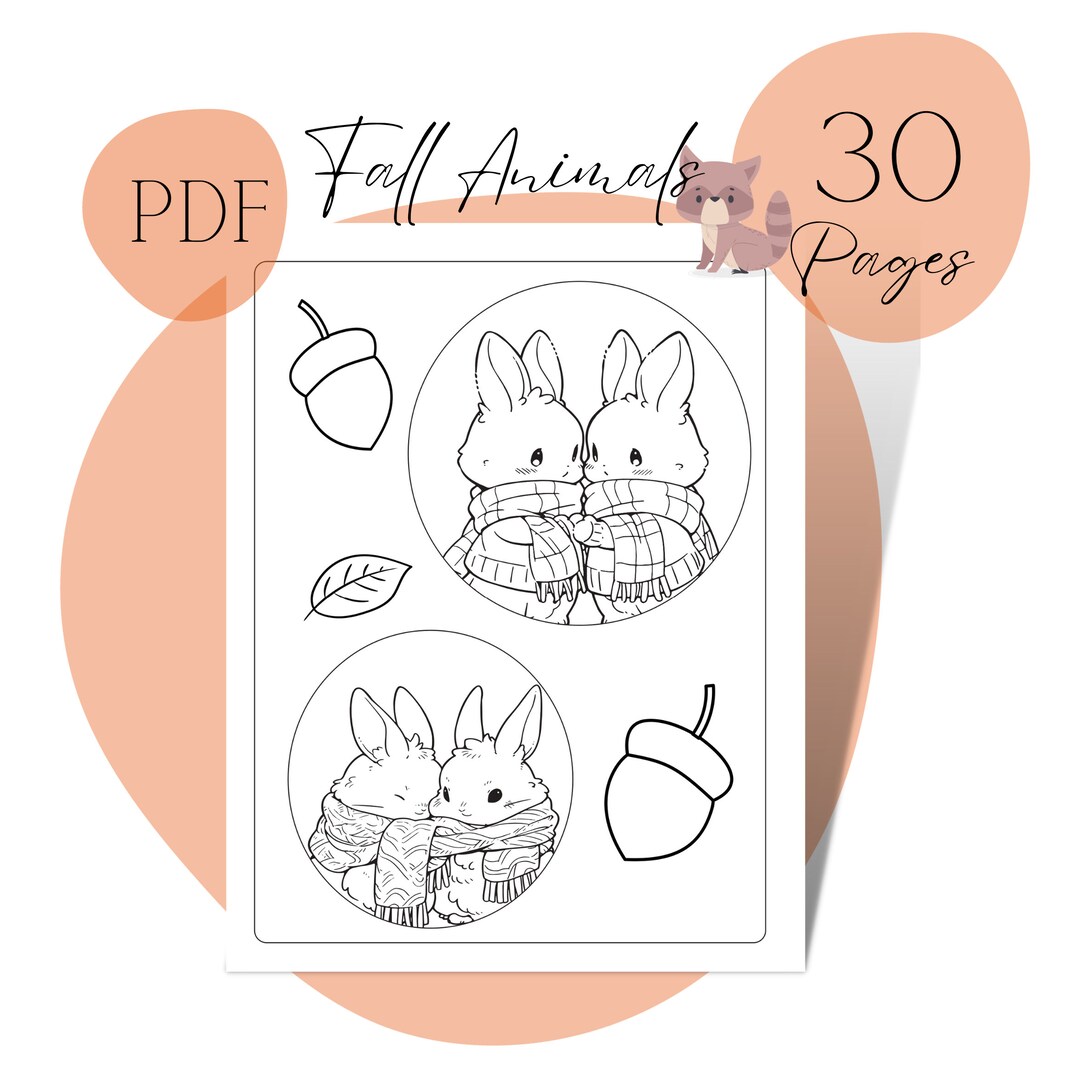 Fall Animals Coloring Pages for Kids Autumn Wildlife Coloring - Etsy
