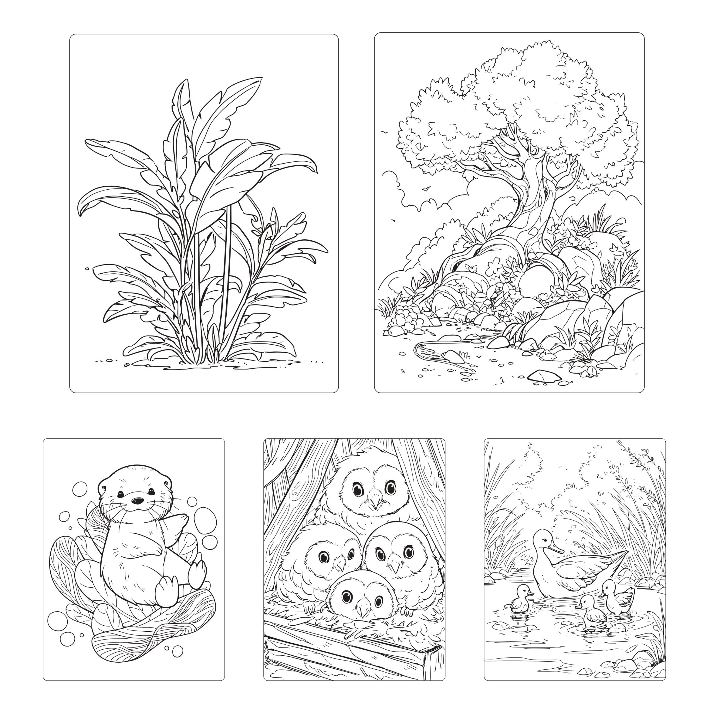 Nature and Wildlife Coloring Pages Printable Woodland Coloring Book for ...