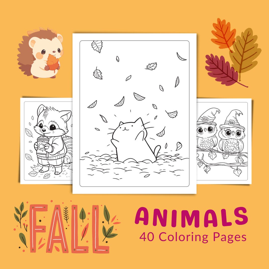Fall Animals Coloring Pages for Adult Autumn Wildlife Coloring Sheets ...
