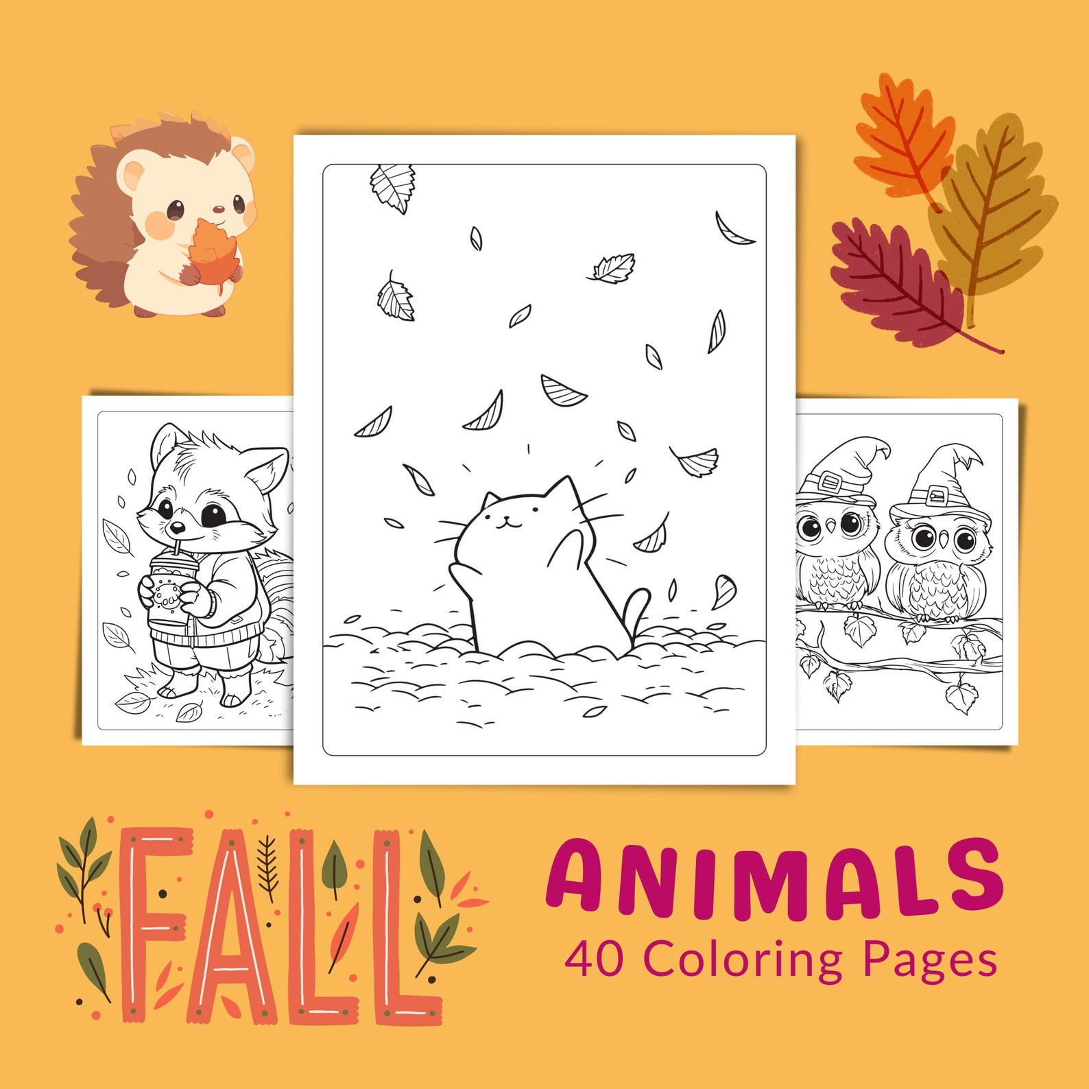 Fall Animals Coloring Pages for Adult Autumn Wildlife Coloring Sheets ...