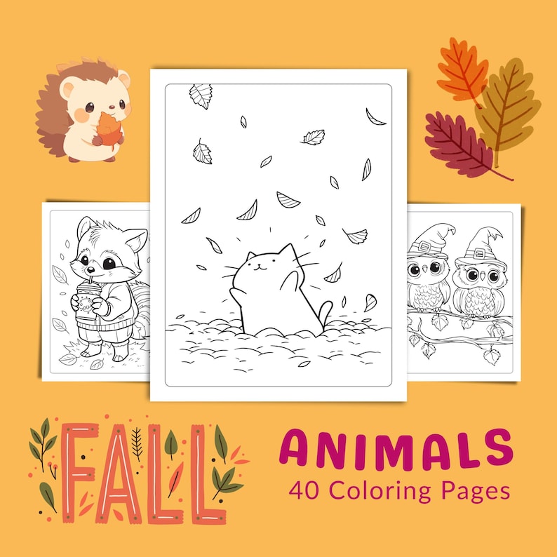 Fall Animals Coloring Pages for Adult Autumn Wildlife Coloring Sheets ...