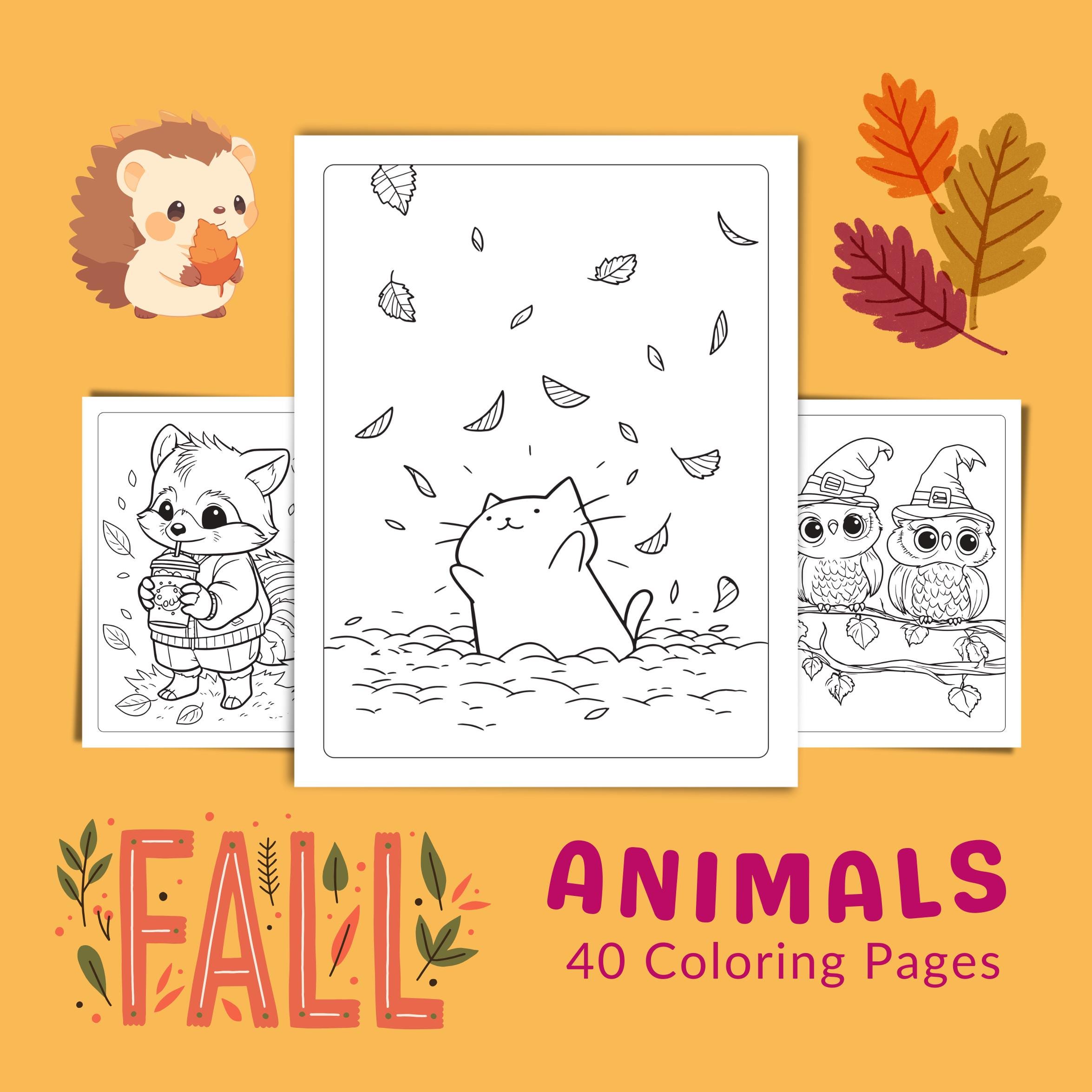Fall Animals Coloring Pages for Adult Autumn Wildlife Coloring Sheets ...