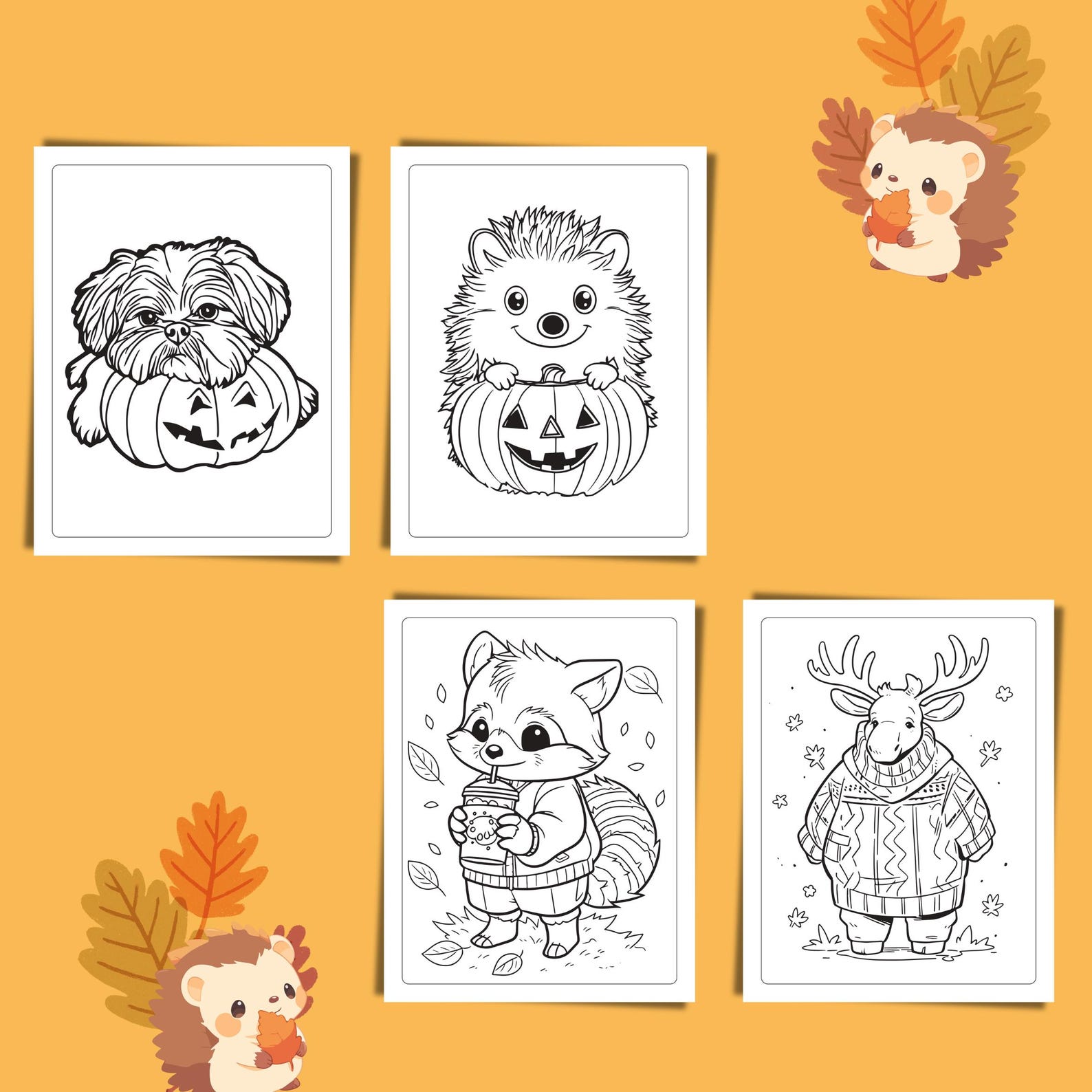 Fall Animals Coloring Pages for Adult Autumn Wildlife Coloring Sheets ...