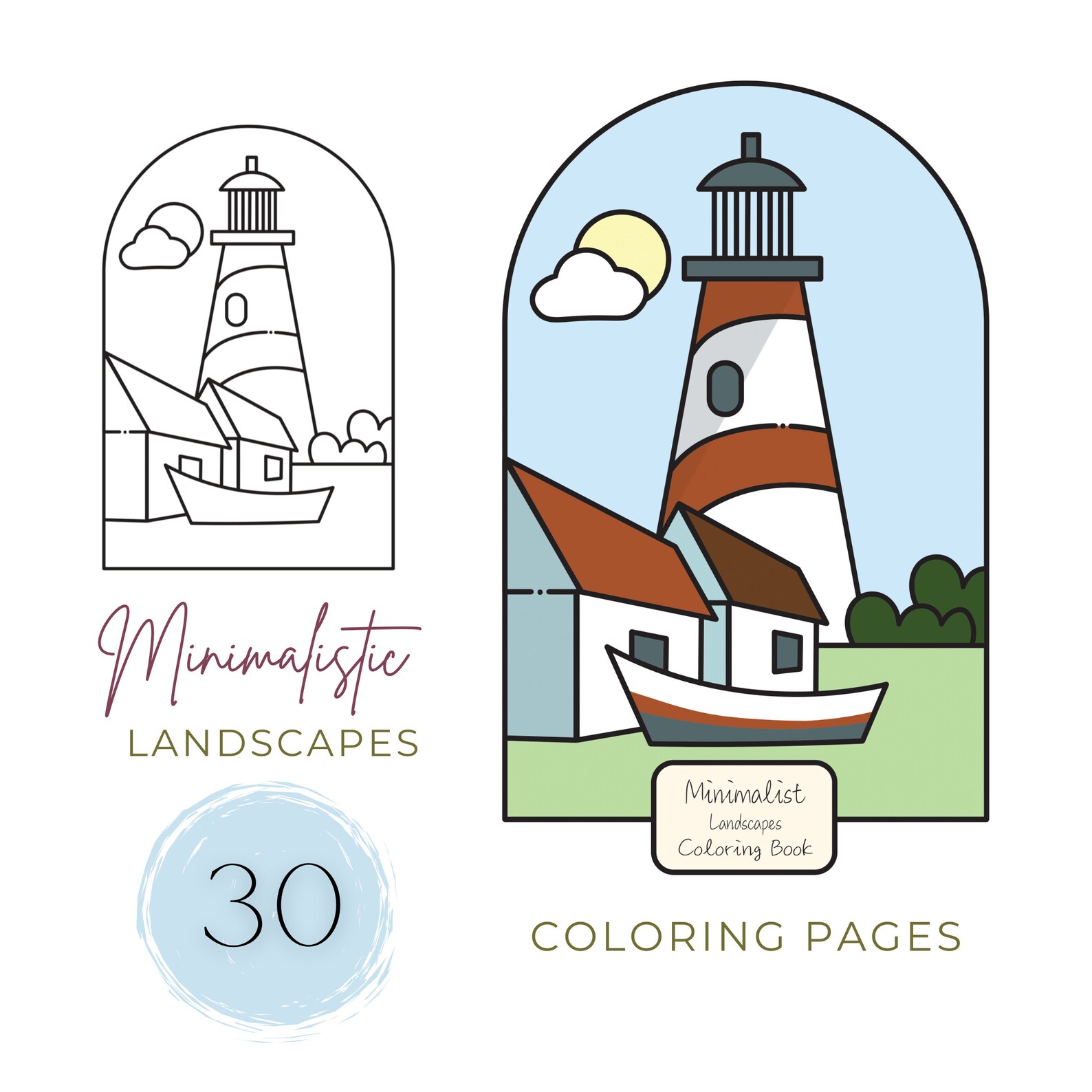 Minimalistic Landscape Coloring Pages Printable Simple Coloring Book ...