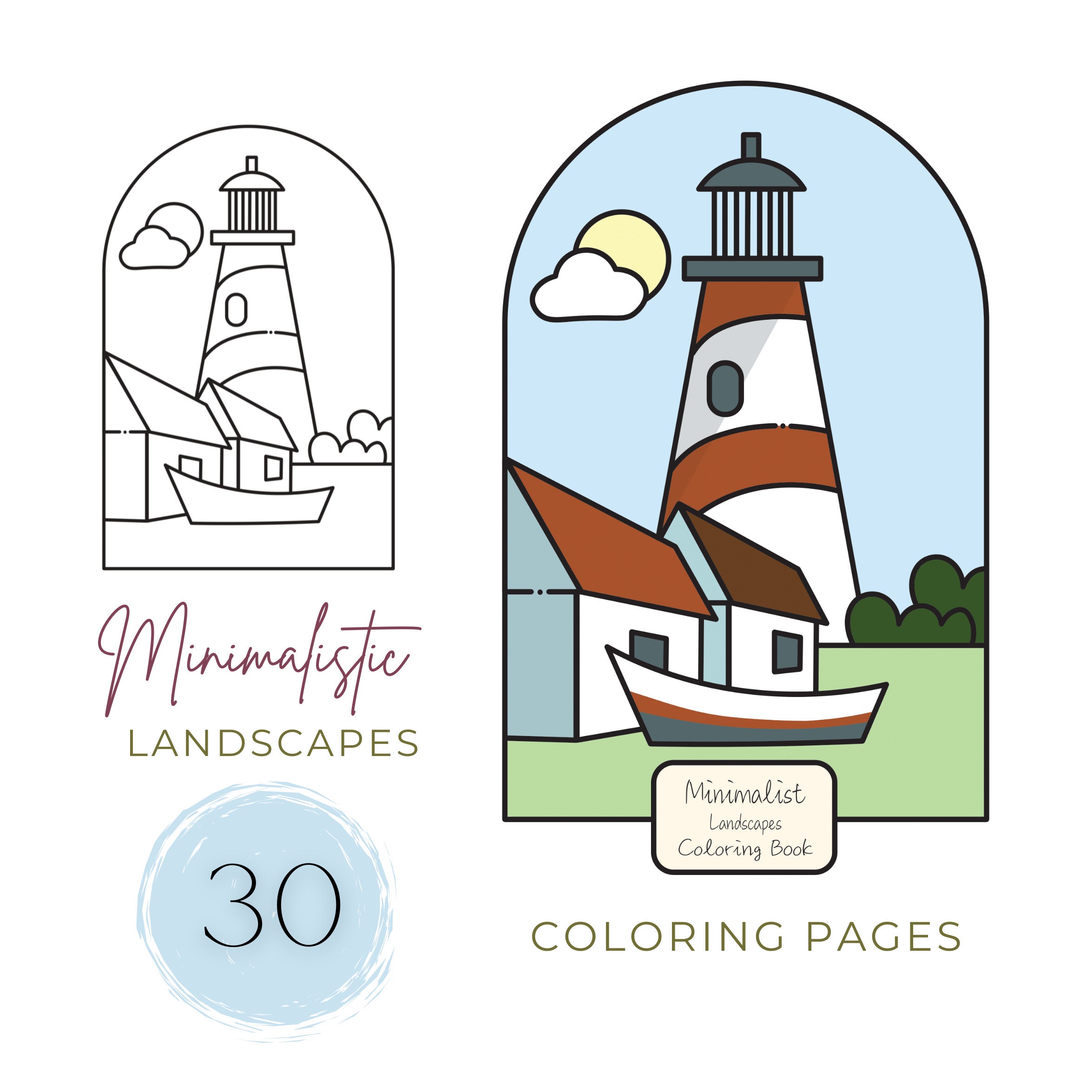 Minimalistic Landscape Coloring Pages Printable Simple Coloring Book ...