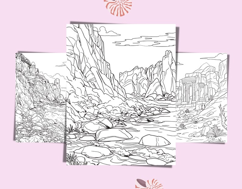 Landscape Coloring Pages Printable Nature Coloring Book for - Etsy