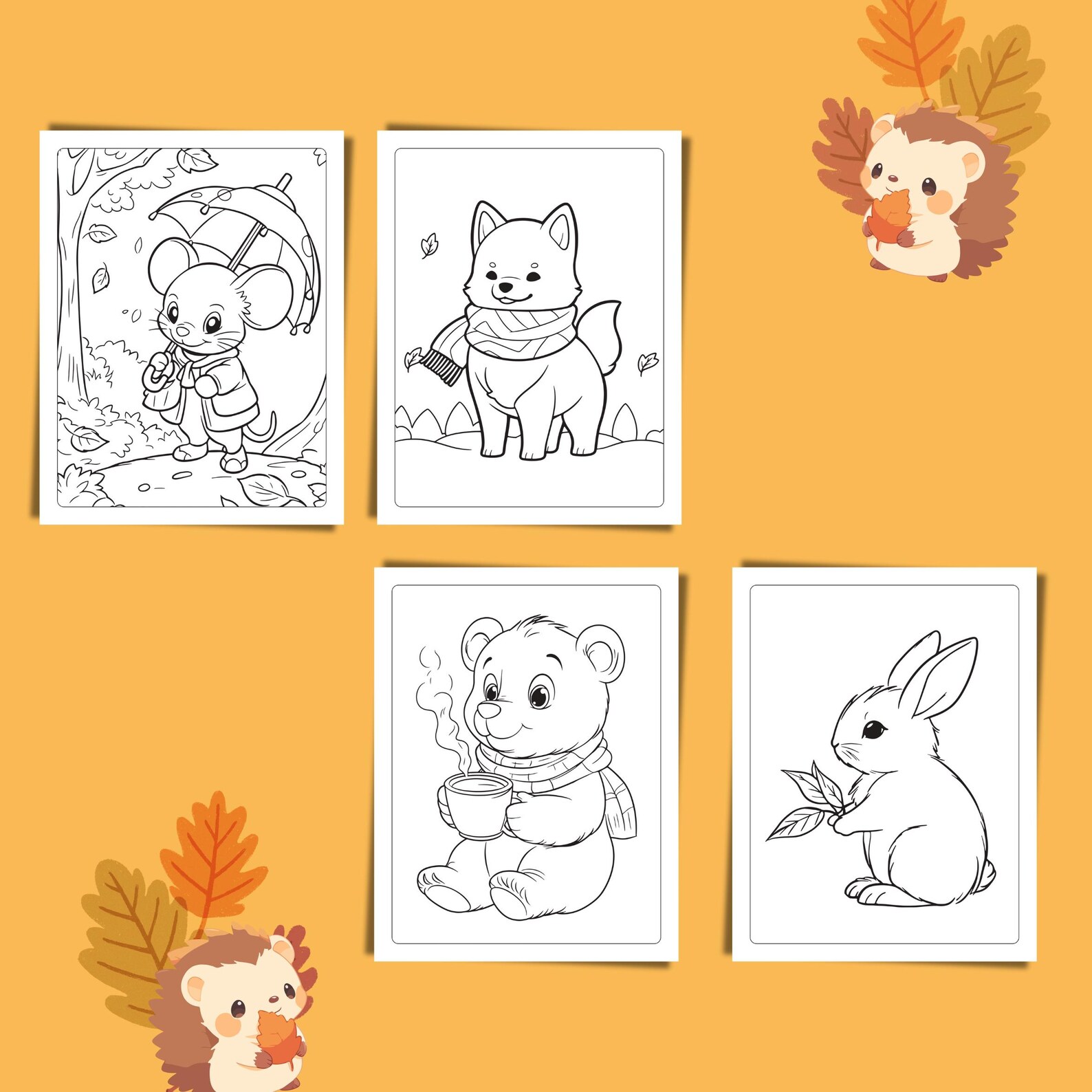 Fall Animals Coloring Pages for Adult Autumn Wildlife Coloring Sheets ...
