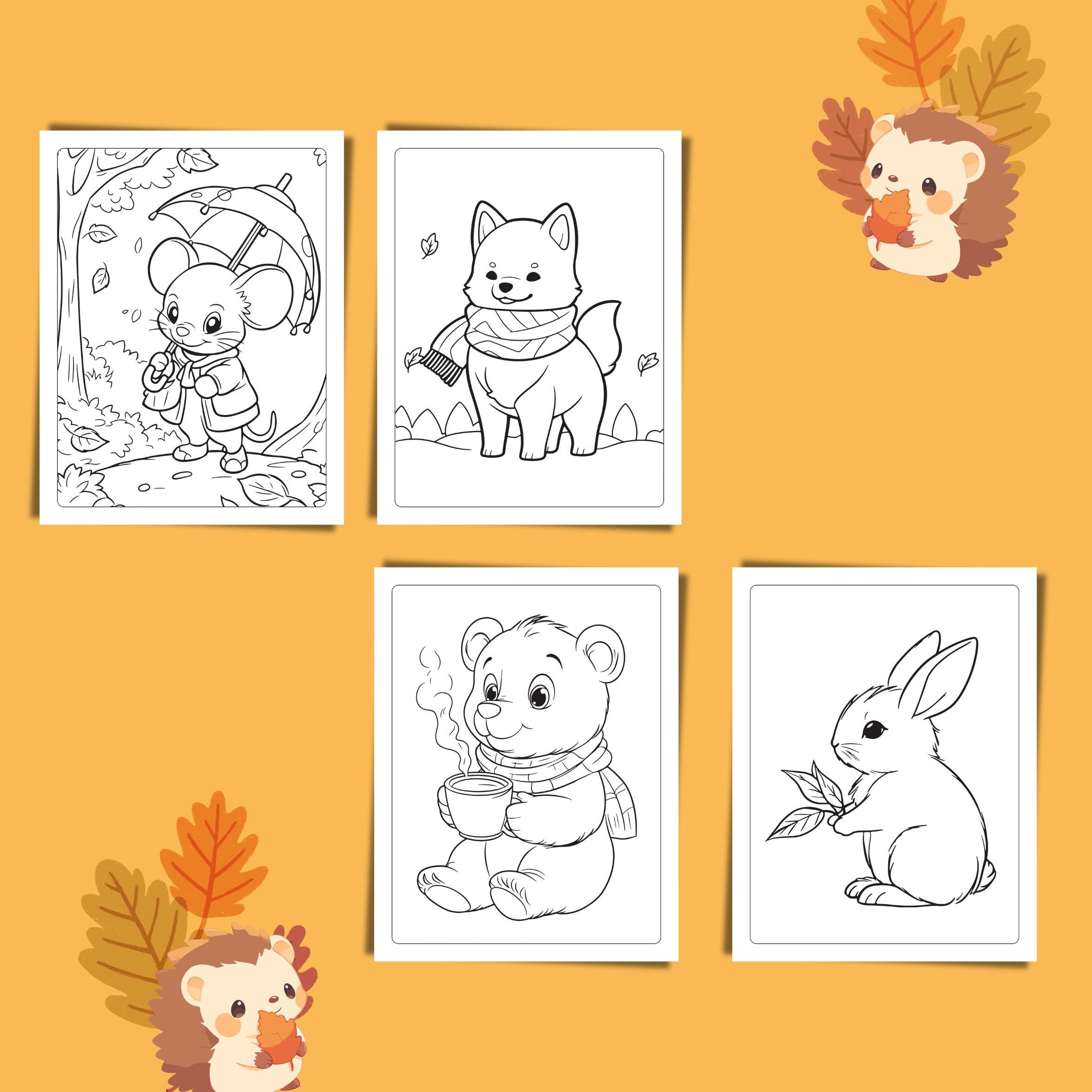 Fall Animals Coloring Pages for Adult Autumn Wildlife Coloring Sheets ...