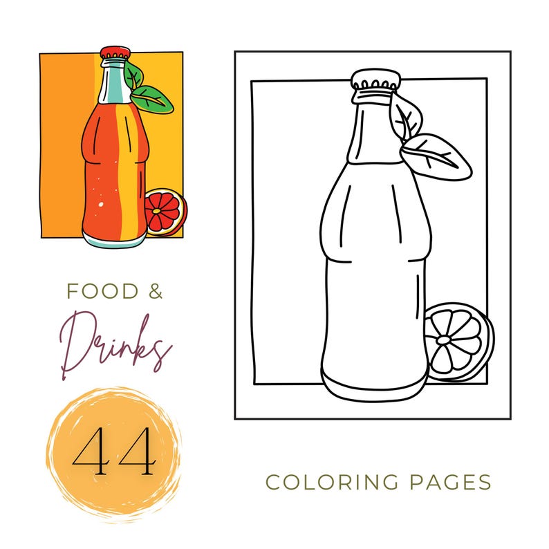 Food and Drinks Coloring Book Printable Bold and Easy Coloring Pages ...