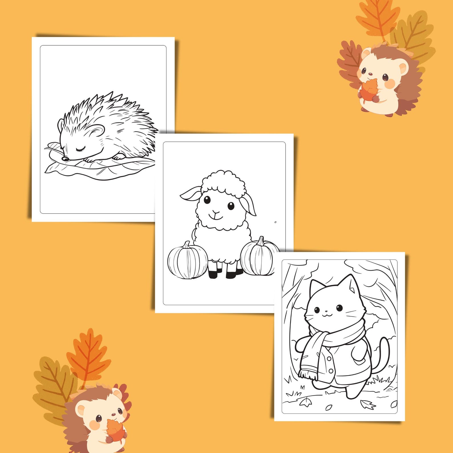 Fall Animals Coloring Pages for Adult Autumn Wildlife Coloring Sheets ...