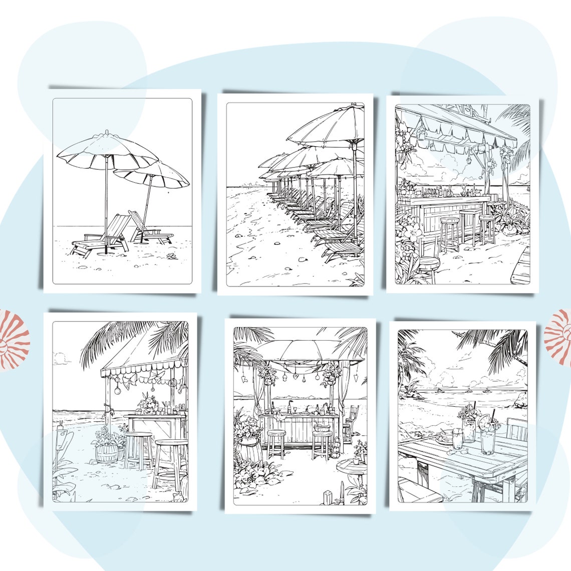 Seascape Coloring Pages for Adults Beach Scene Lighthouse Ship ...