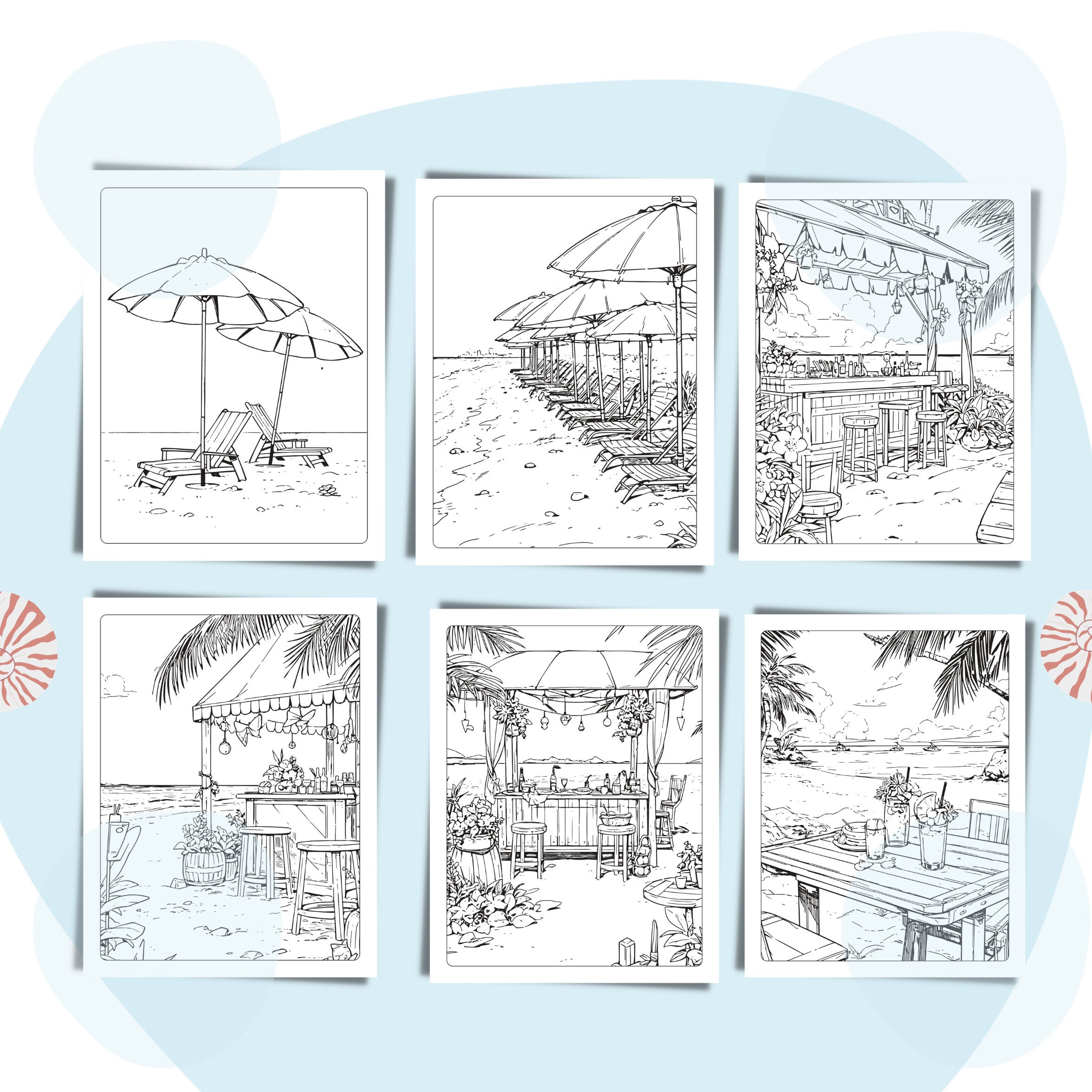 Seascape Coloring Pages for Adults Beach Scene Lighthouse Ship ...