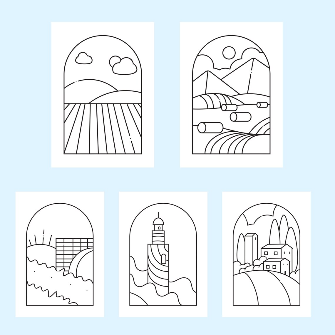 Minimalistic Landscape Coloring Pages Printable Simple Coloring Book ...