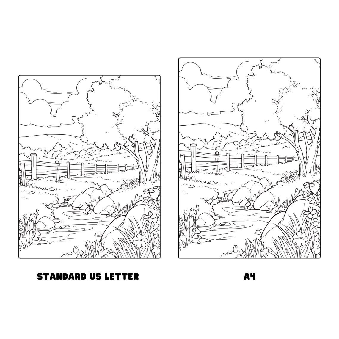 Spring Landscape Coloring Book: 50 Nature Pages for Adults (PDF) - Etsy