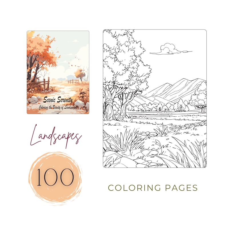 Landscape Coloring Pages for Adults Printable Nature Coloring Book ...