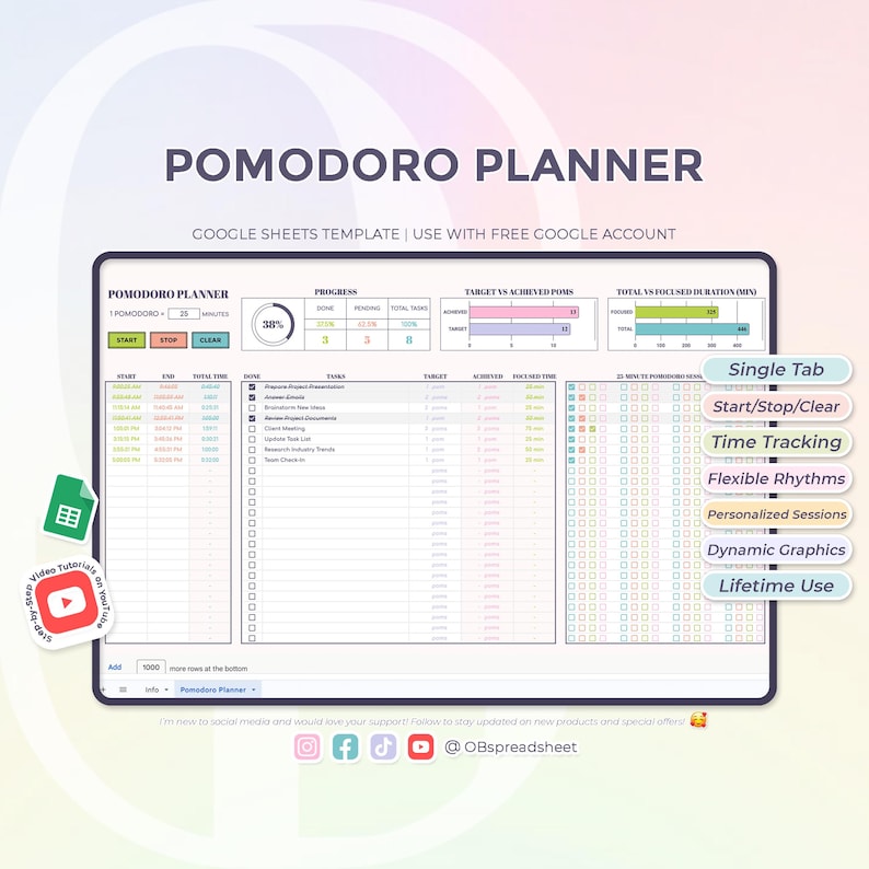 Pomodoro Planner - Time Management - Productivity Planner - Study ...