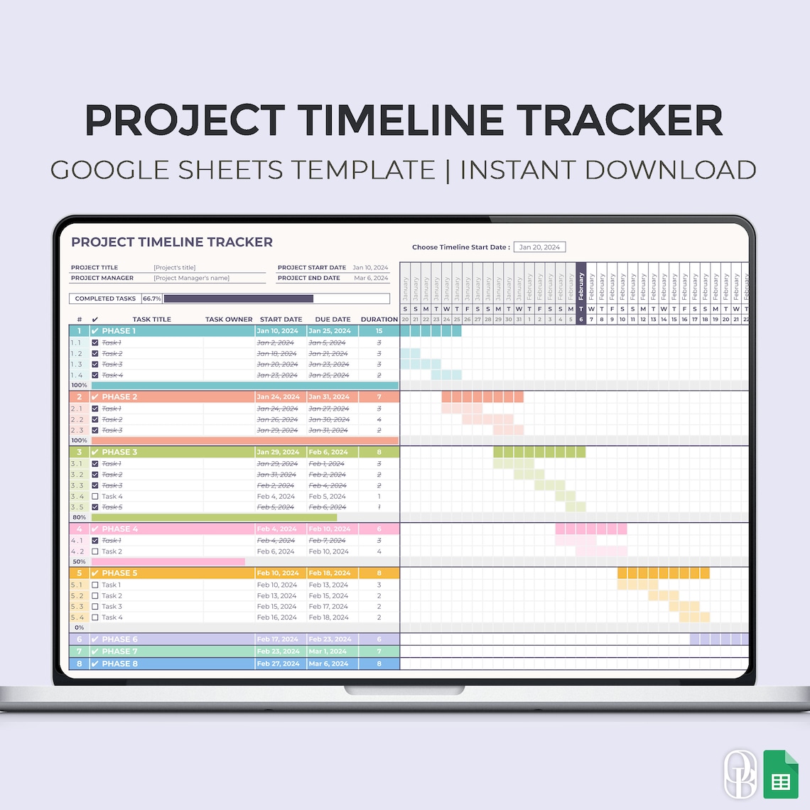 Project Timeline Tracker Gantt Chart Task Tracker to Do List Project ...