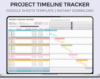 Gantt Chart Automated Project Timeline Task Tracker Google Sheets Template - Etsy