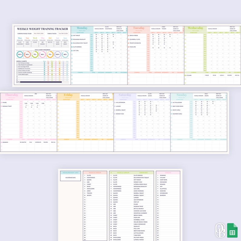 Weekly Weight Training Tracker - Workout Planner - Fitness Plan ...