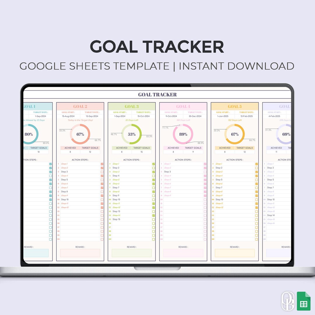 Goal Tracker Stay on Track, Achieve Your Dreams Action Steps Task ...