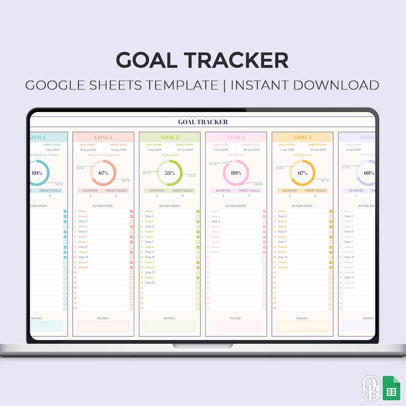 Goal Tracker - Stay on Track, Achieve Your Dreams - Action Steps - Task ...